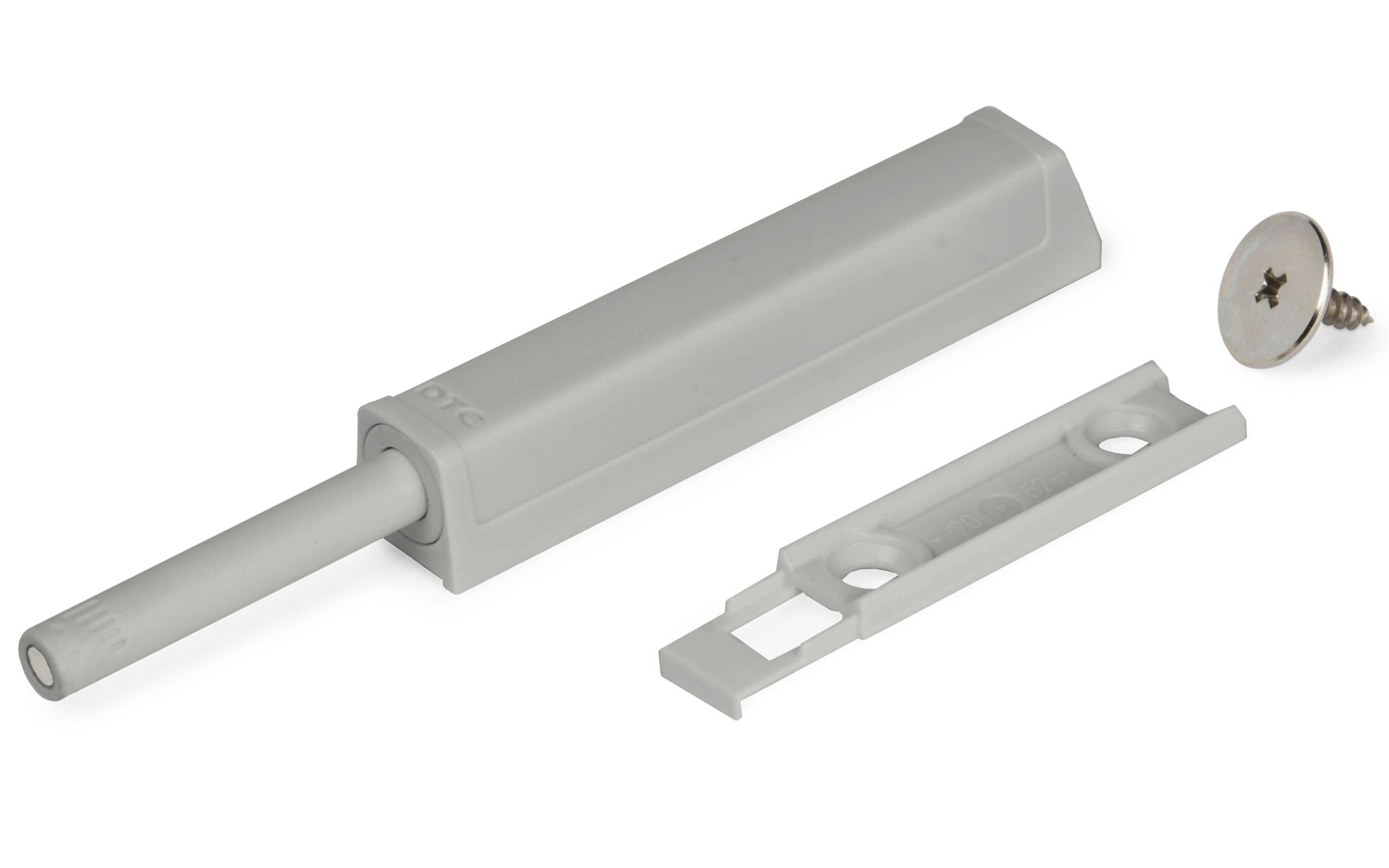 Push open latch - linear mechanism with magnet, grey | POMLS